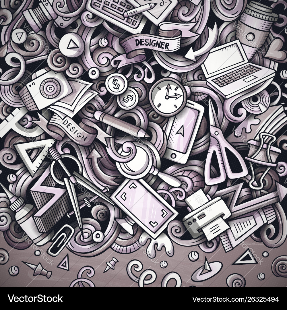 Cartoon doodles design card graphics Royalty Free Vector