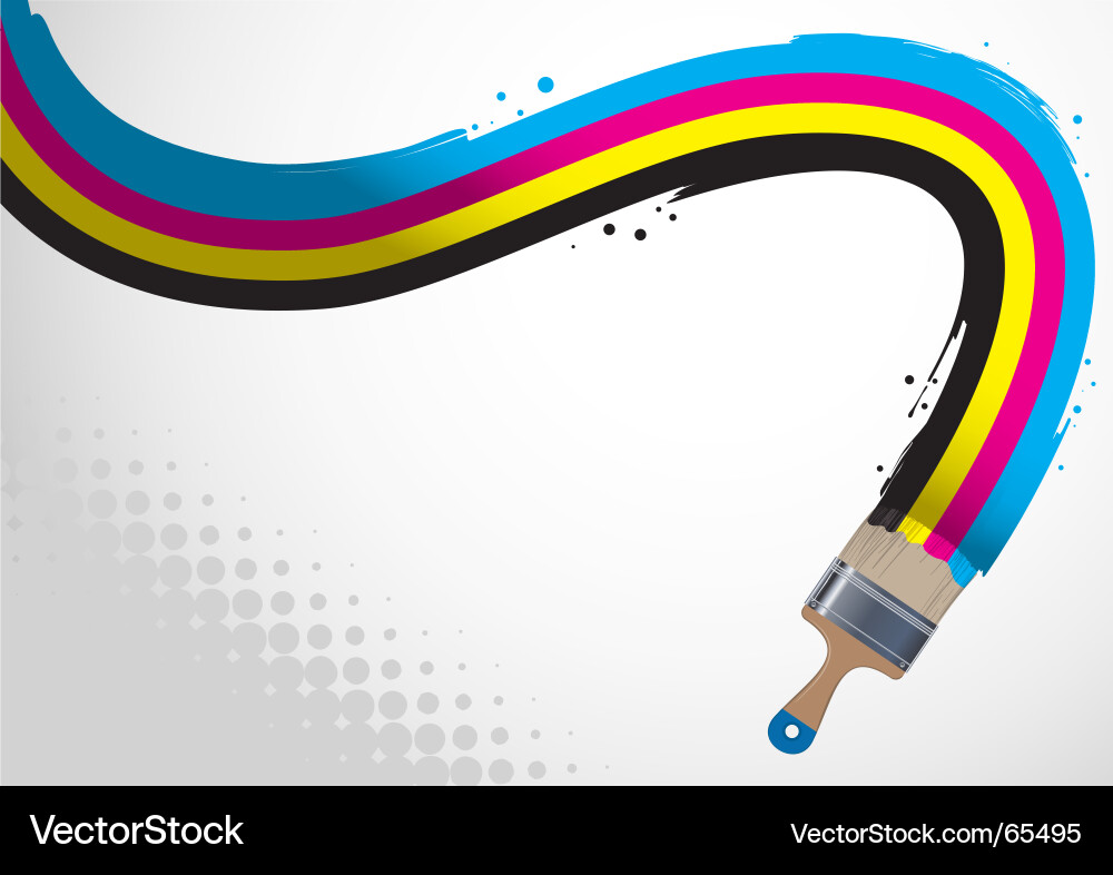 Brush draws a CMYK line Royalty Free Vector Image