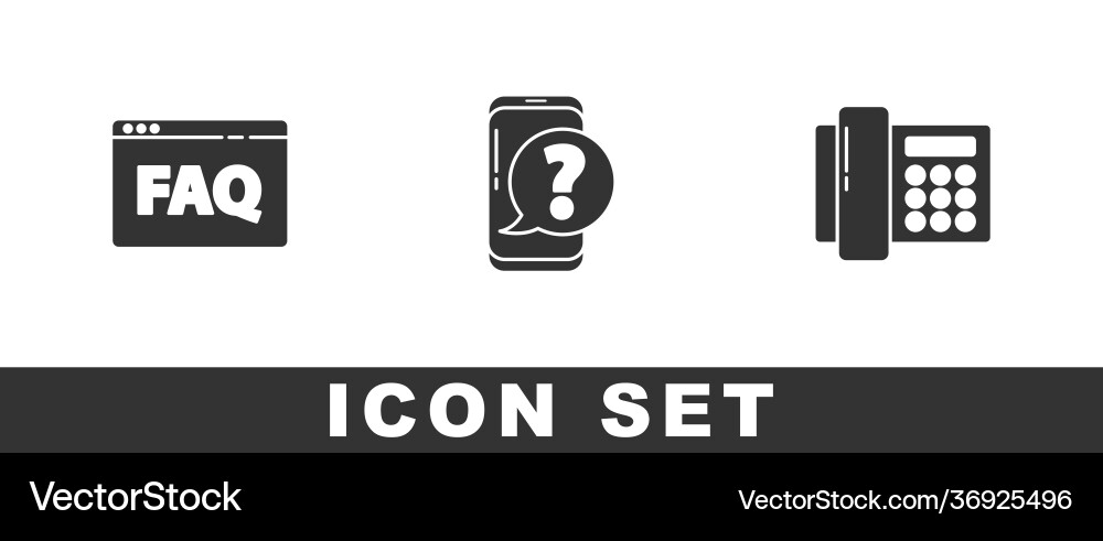 Set browser faq mobile phone with question Vector Image