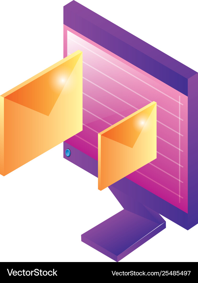 Desktop computer with envelopes email Royalty Free Vector