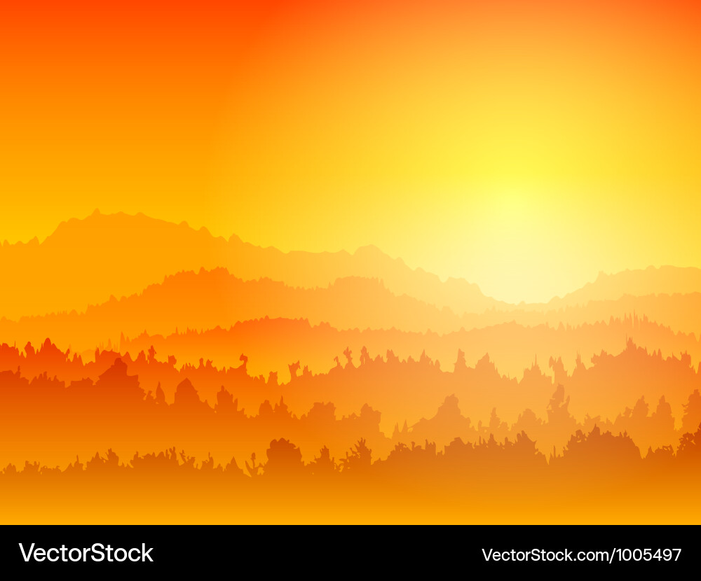 Mountain sunset Royalty Free Vector Image - VectorStock