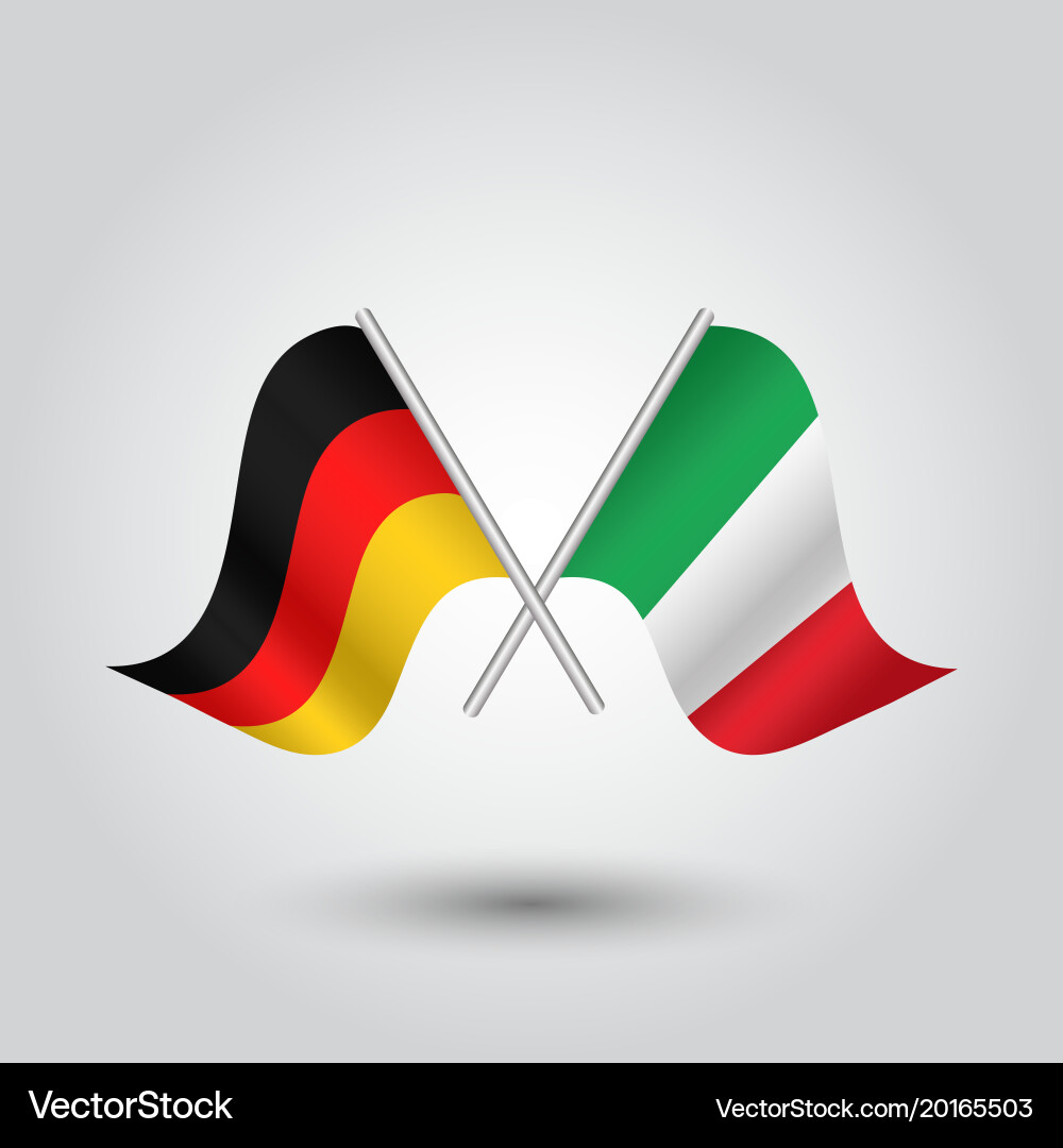 Two crossed german and italian flags Royalty Free Vector
