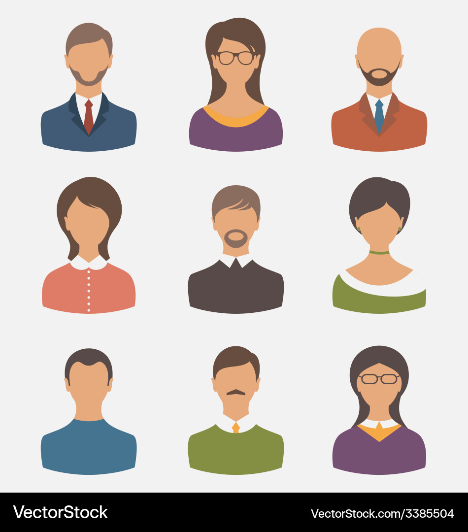 Different human icons isolated on white background