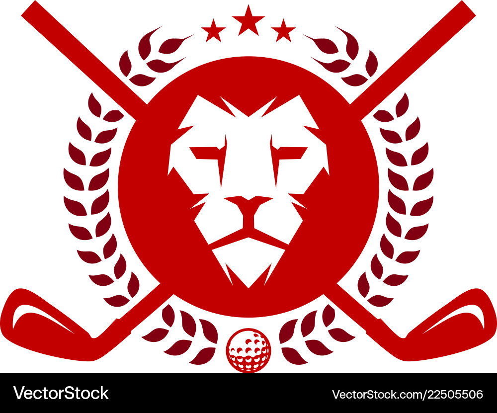 Lion golf logo icon design Royalty Free Vector Image
