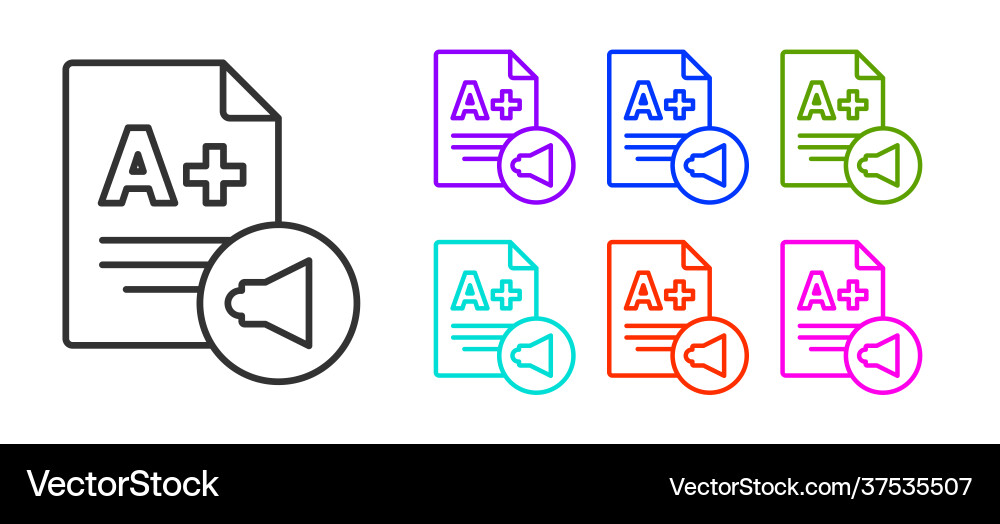 Black line exam sheet with a plus grade icon Vector Image