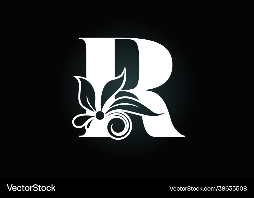 Floral monogram letter r initial alphabet Vector Image