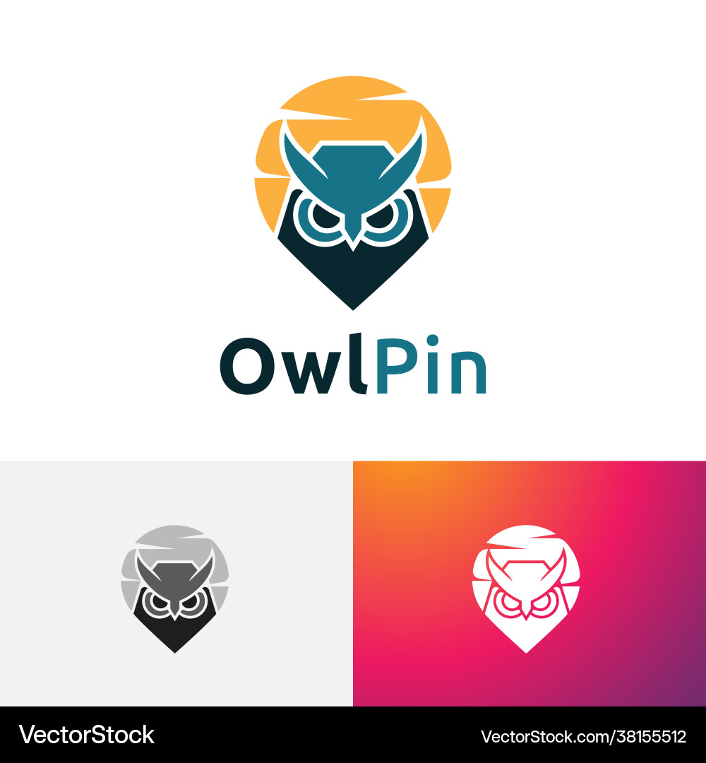 Owl bird pin location place map mobile Royalty Free Vector