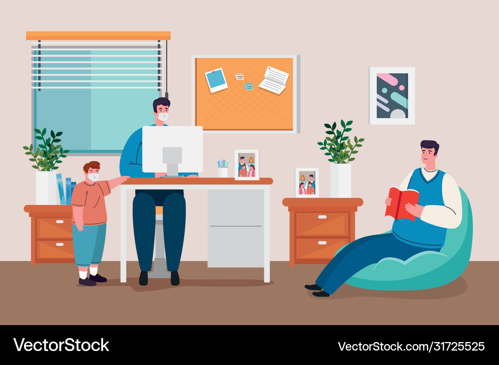 Stay home work home protect yourself keeping Vector Image