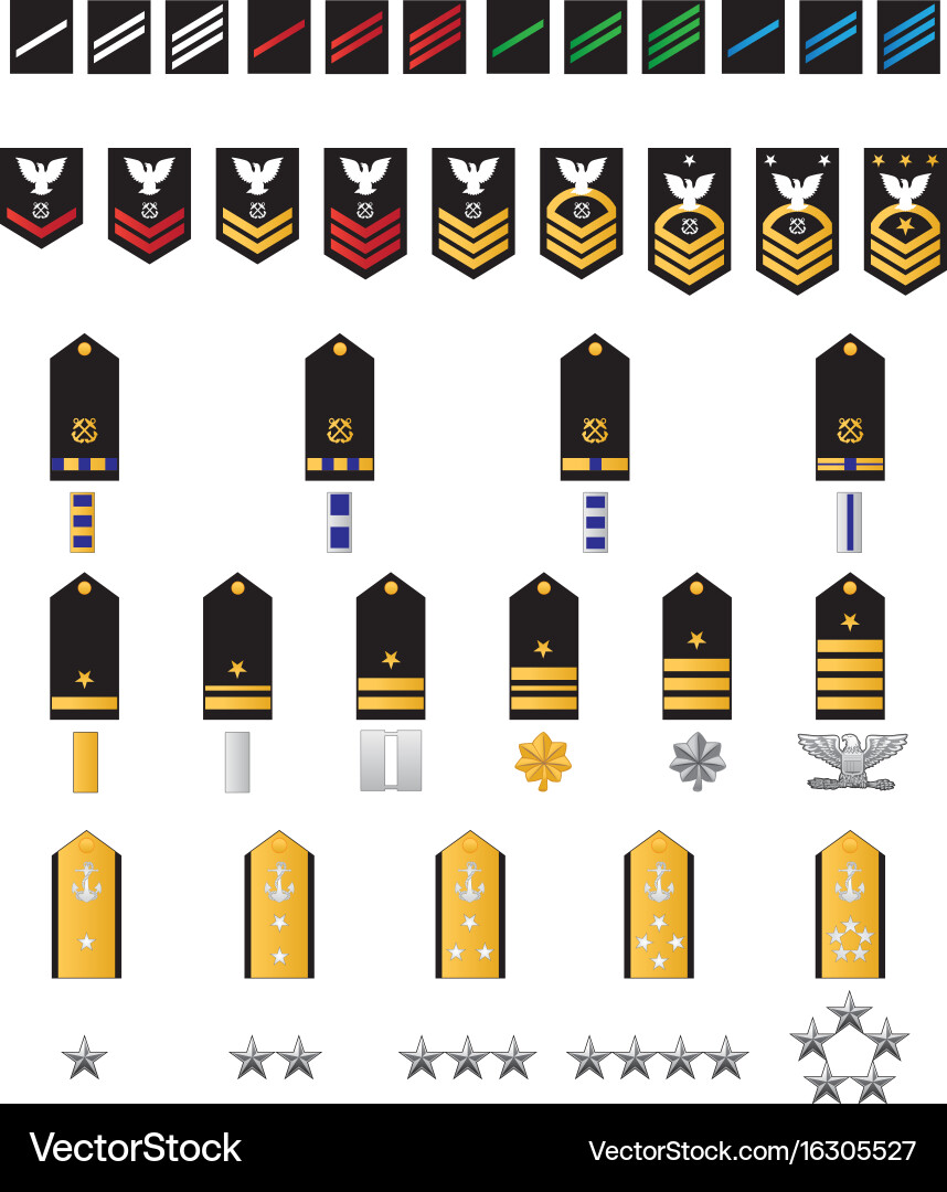 Naval style military ranks Royalty Free Vector Image