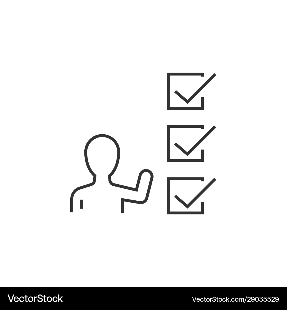 Businessman points his hand at check box linear Vector Image