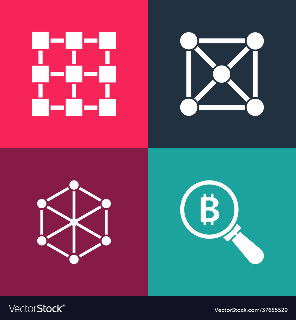 Set pop art magnifying glass with bitcoin Vector Image Set pop art magnifying glass with bitcoin Vector Image
