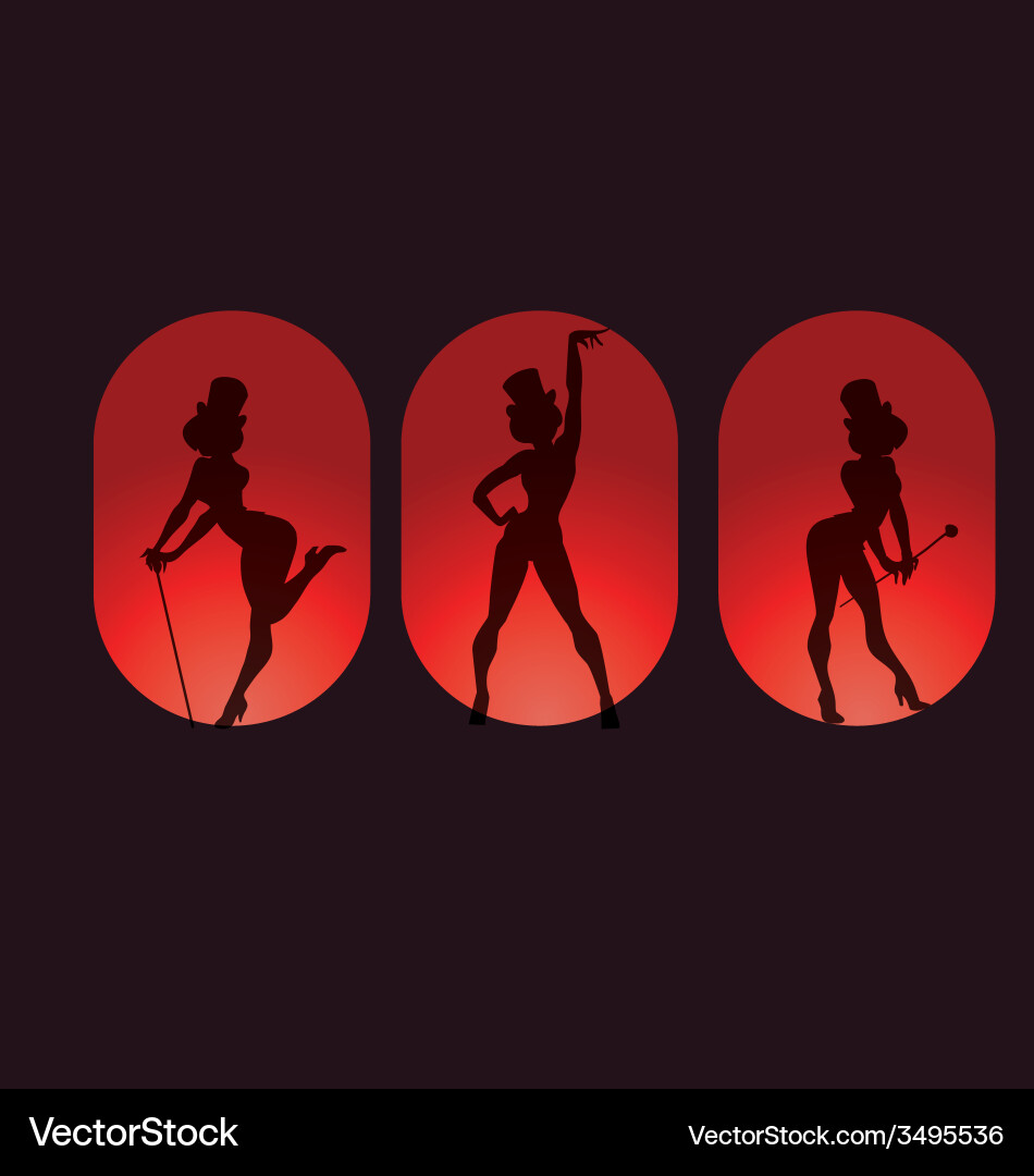 Poster design with silhouette cabaret burlesque Vector Image