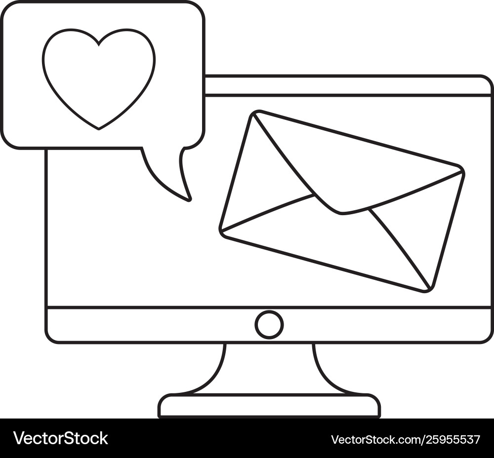 Computer monitor with envelope and speech bubble Vector Image
