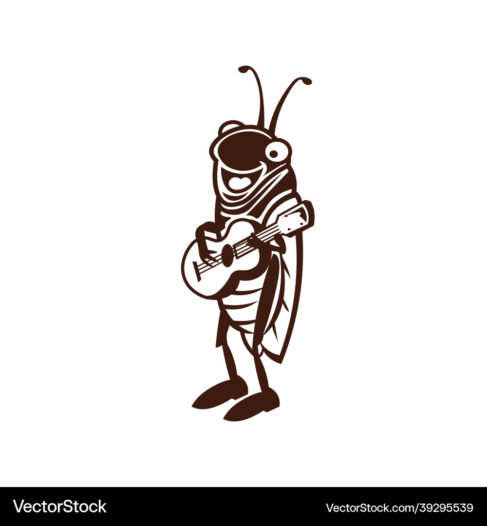 Cute cricket logo design Royalty Free Vector Image
