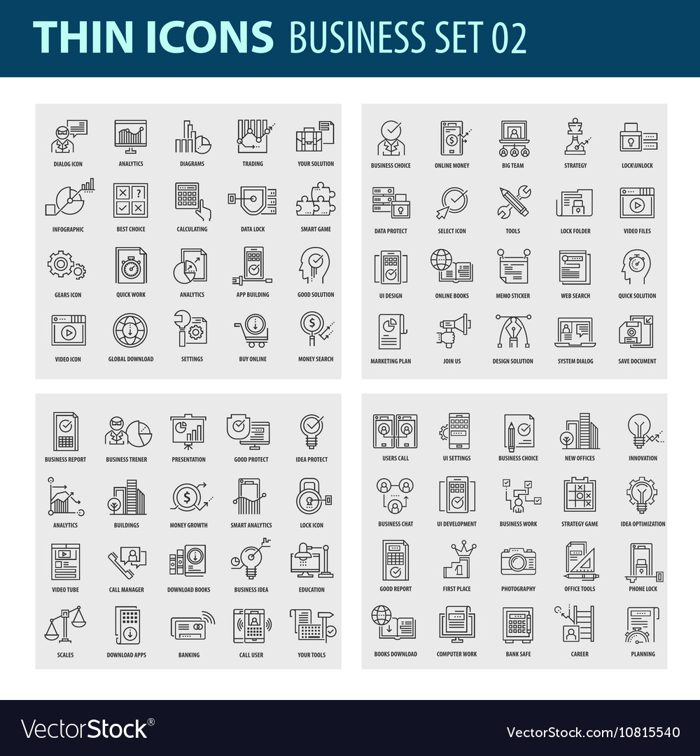 Modern thin line icons set for business Royalty Free Vector Modern thin line icons set for business Royalty Free Vector