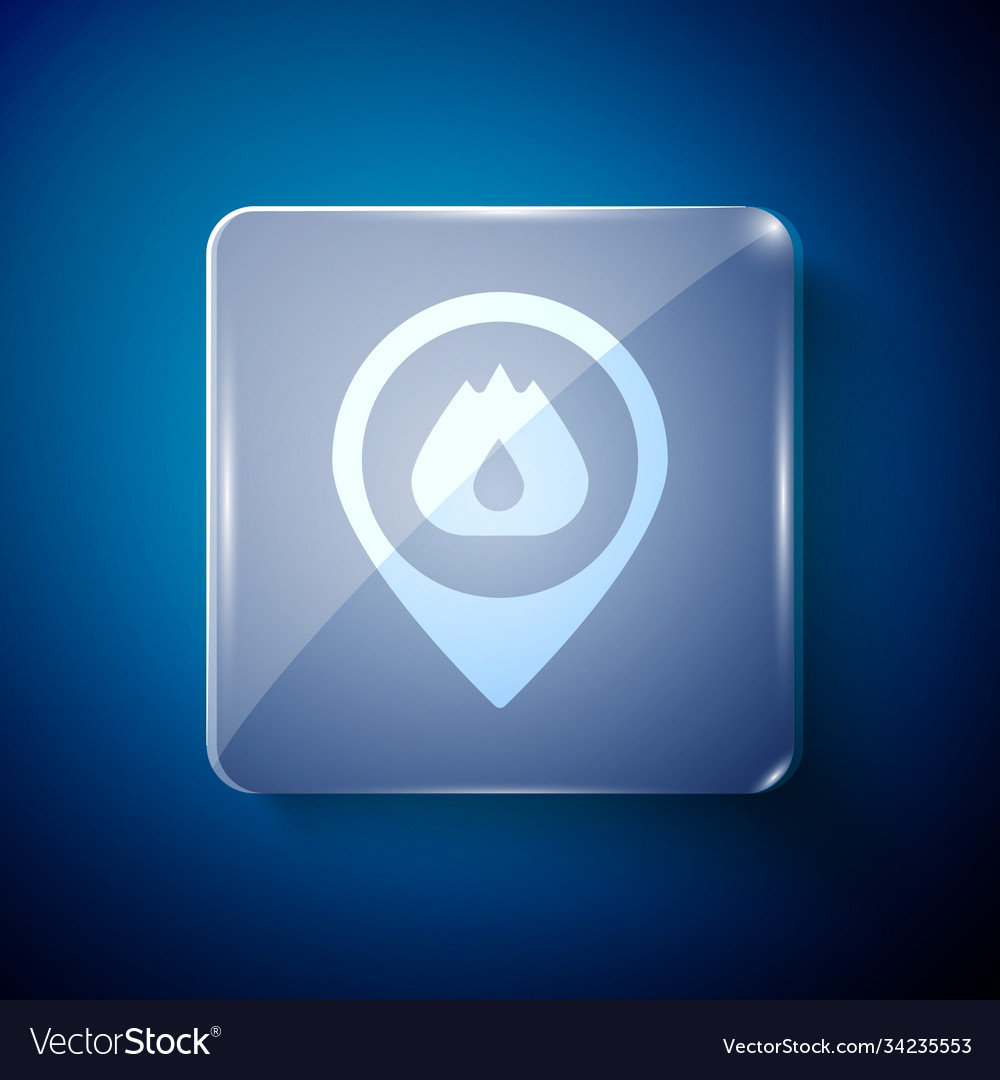 White map pointer with fire flame icon isolated Vector Image