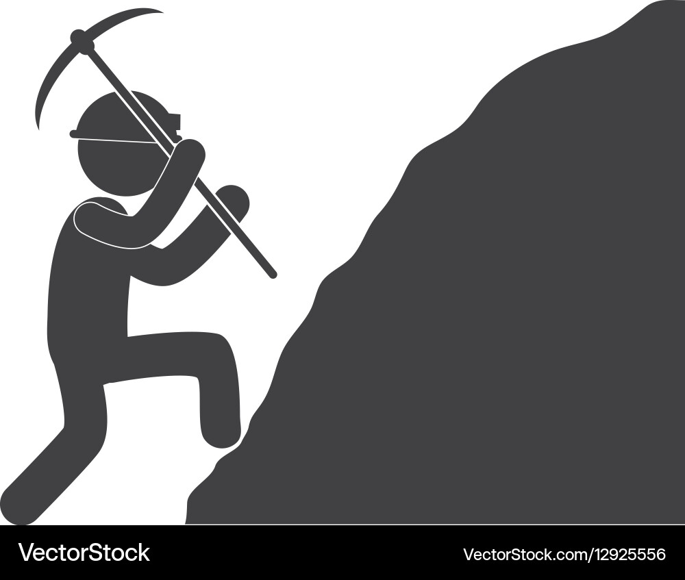 Worker mining pickaxe rock figure pictograph Vector Image