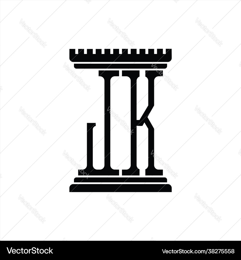 Jk logo monogram with pillar shape design template