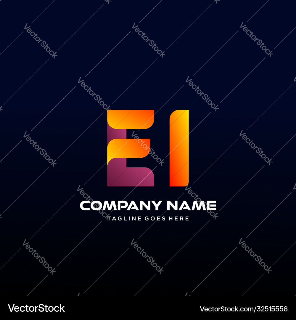 Letter ei initial logo with colorful Royalty Free Vector