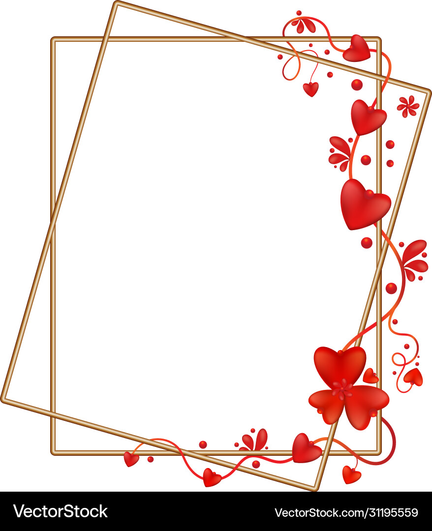 Double frame with corner decoration red hearts Vector Image