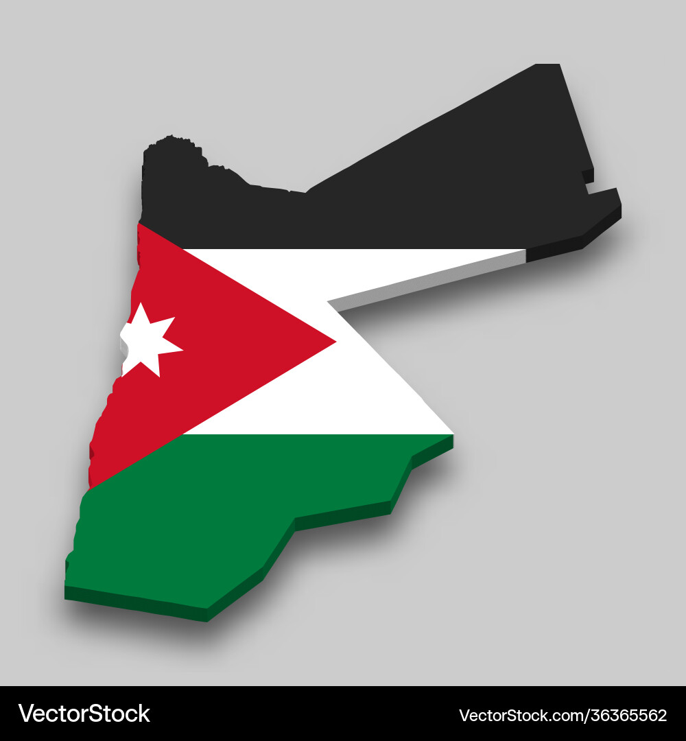 3d isometric map jordan with national flag Vector Image
