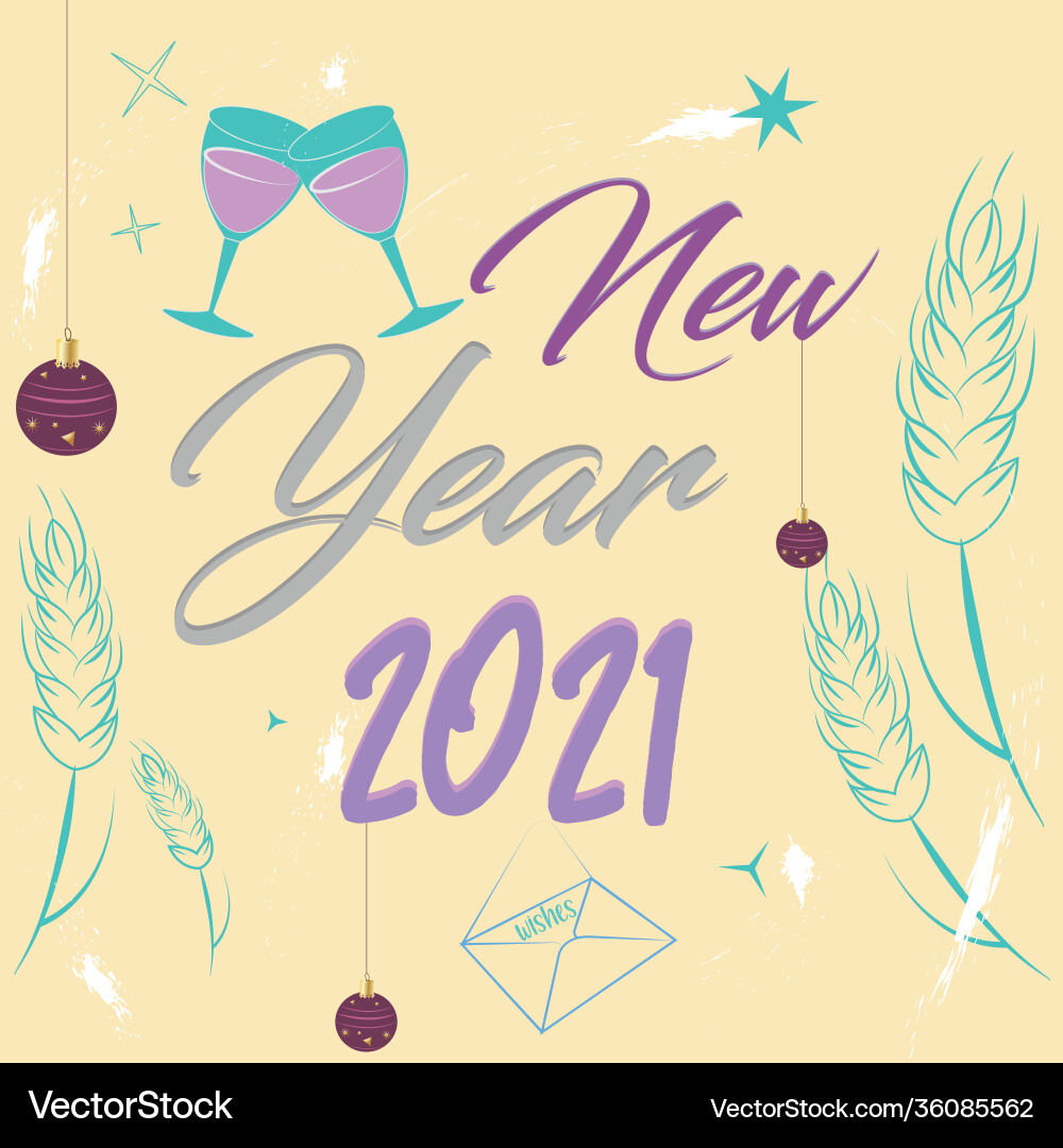 Happy new year 2021 card Royalty Free Vector Image