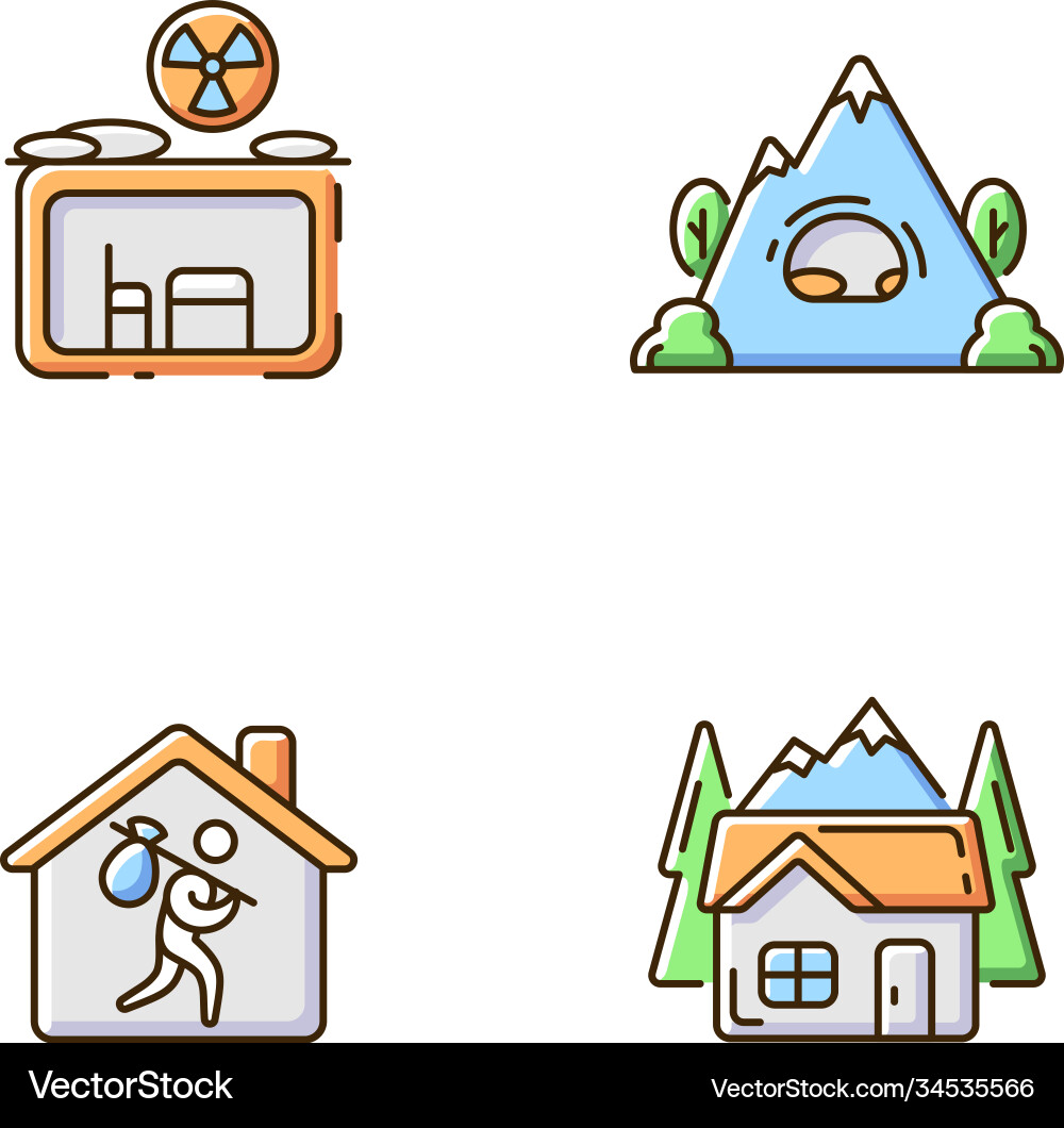 Transitional housing rgb color icons set Vector Image
