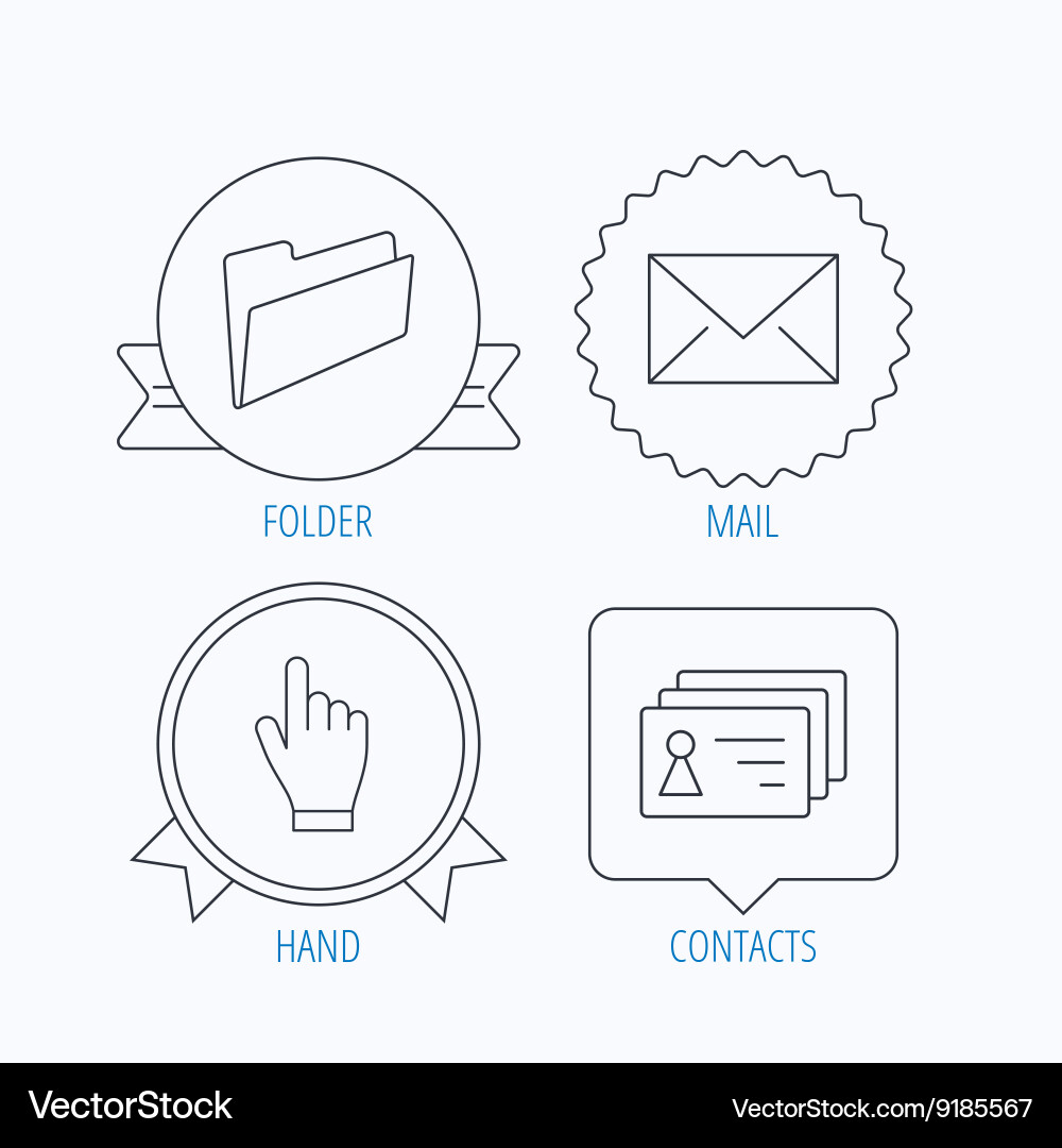 Folder press hand and contacts icons Royalty Free Vector