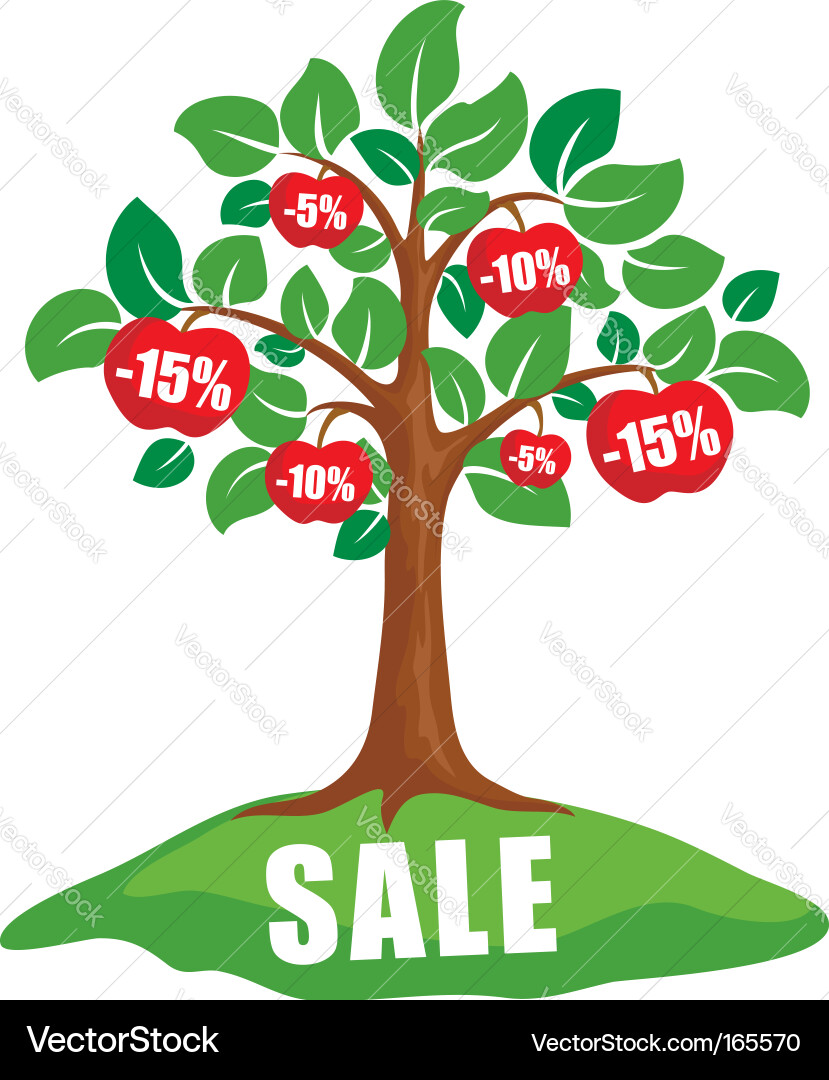 Sale concept tree with discounts Royalty Free Vector Image