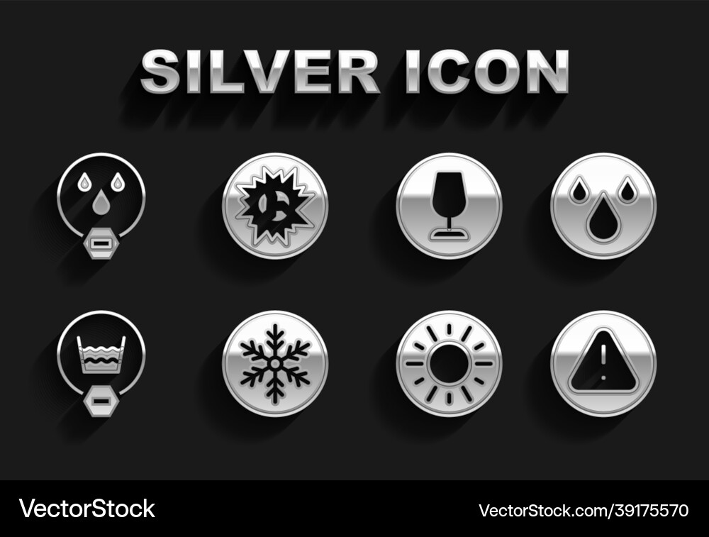Set snowflake water drop exclamation mark Vector Image