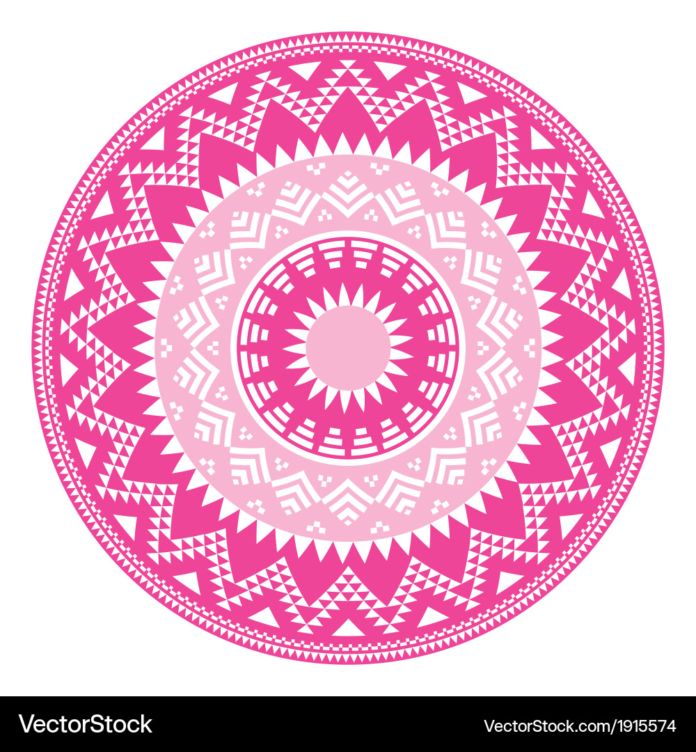 Tribal folk aztec geometric pink pattern in circle