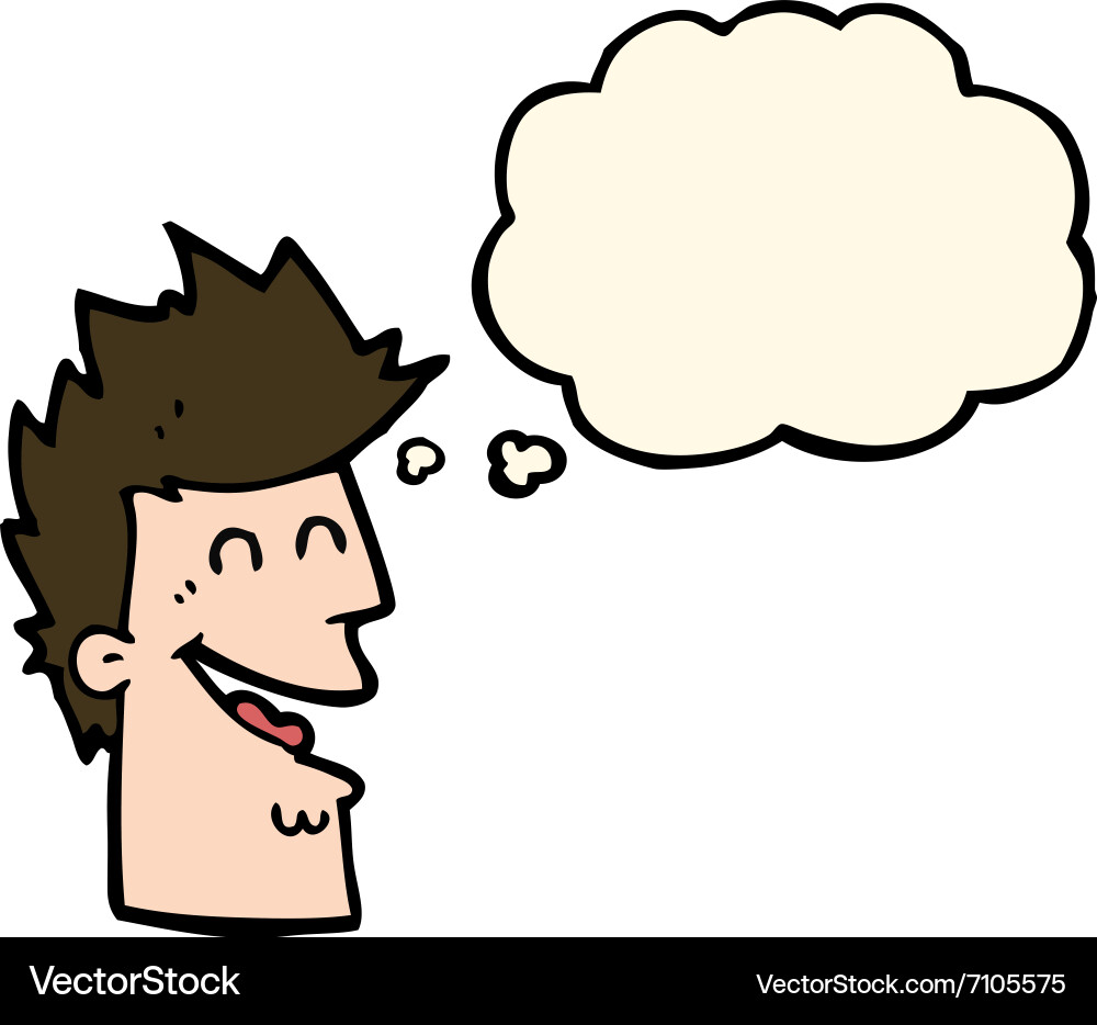 Cartoon happy man with thought bubble Royalty Free Vector