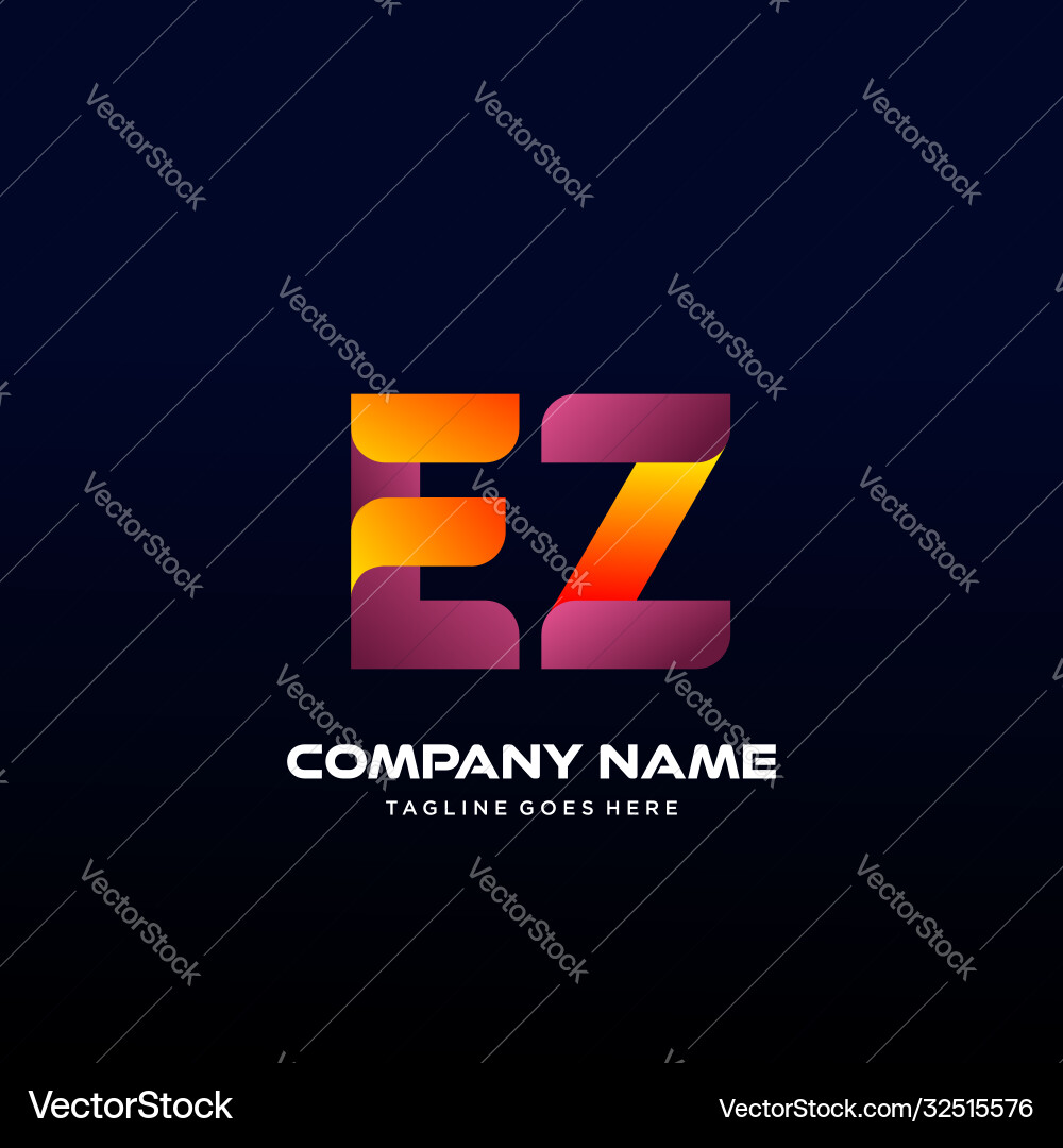 Letter ez initial logo with colorful Royalty Free Vector