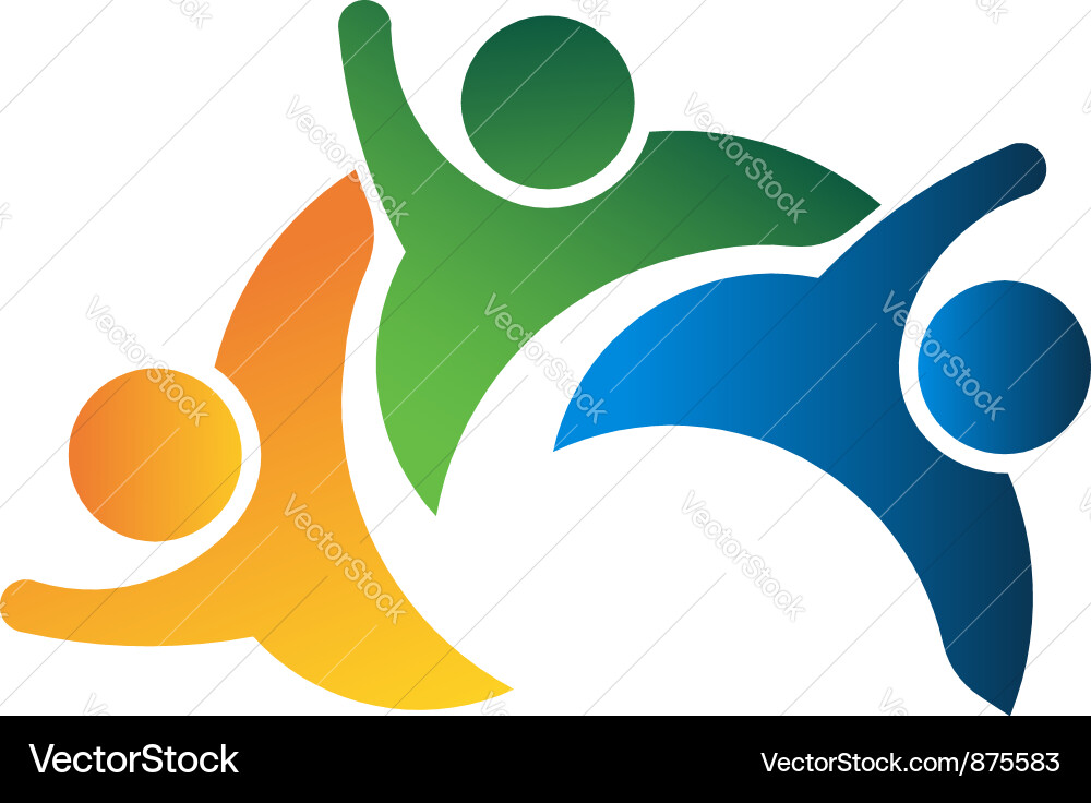 Three people teamwork Royalty Free Vector Image