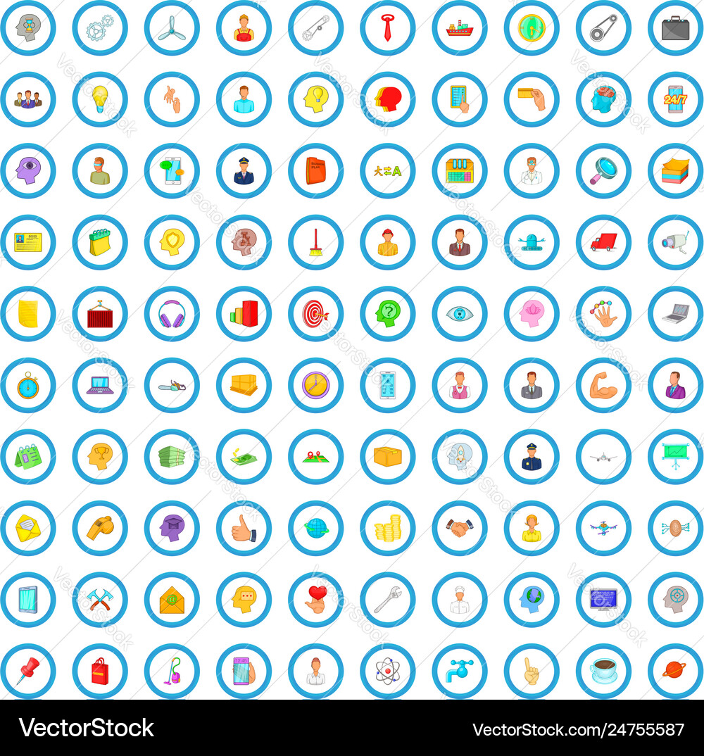 100 professional support icons set cartoon style Vector Image