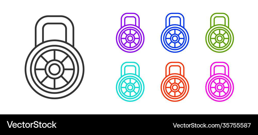 Black line safe combination lock icon isolated Vector Image