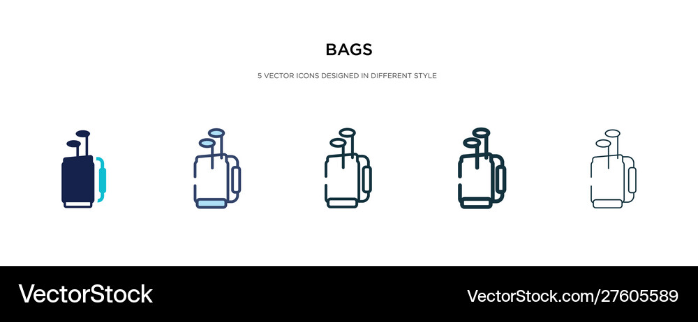Bags icon in different style two colored Vector Image