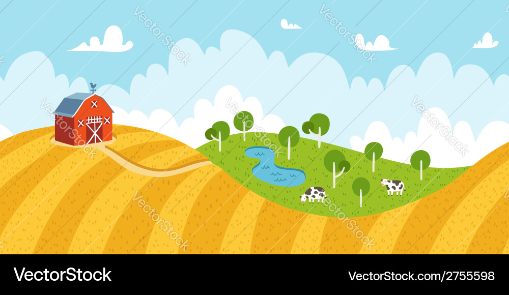 Seamless rural landscape Royalty Free Vector Image