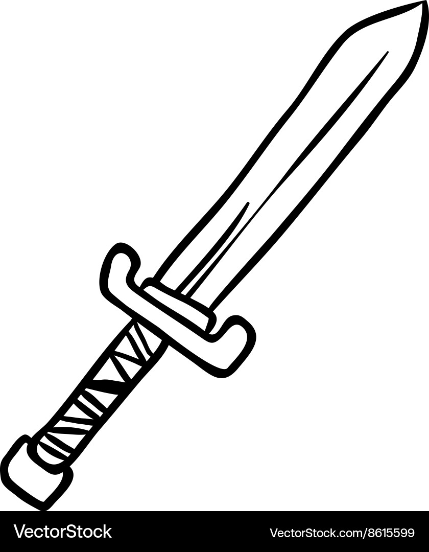 Simple black and white sword Royalty Free Vector Image