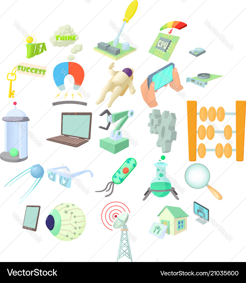 Innovation icons set cartoon style Royalty Free Vector Image