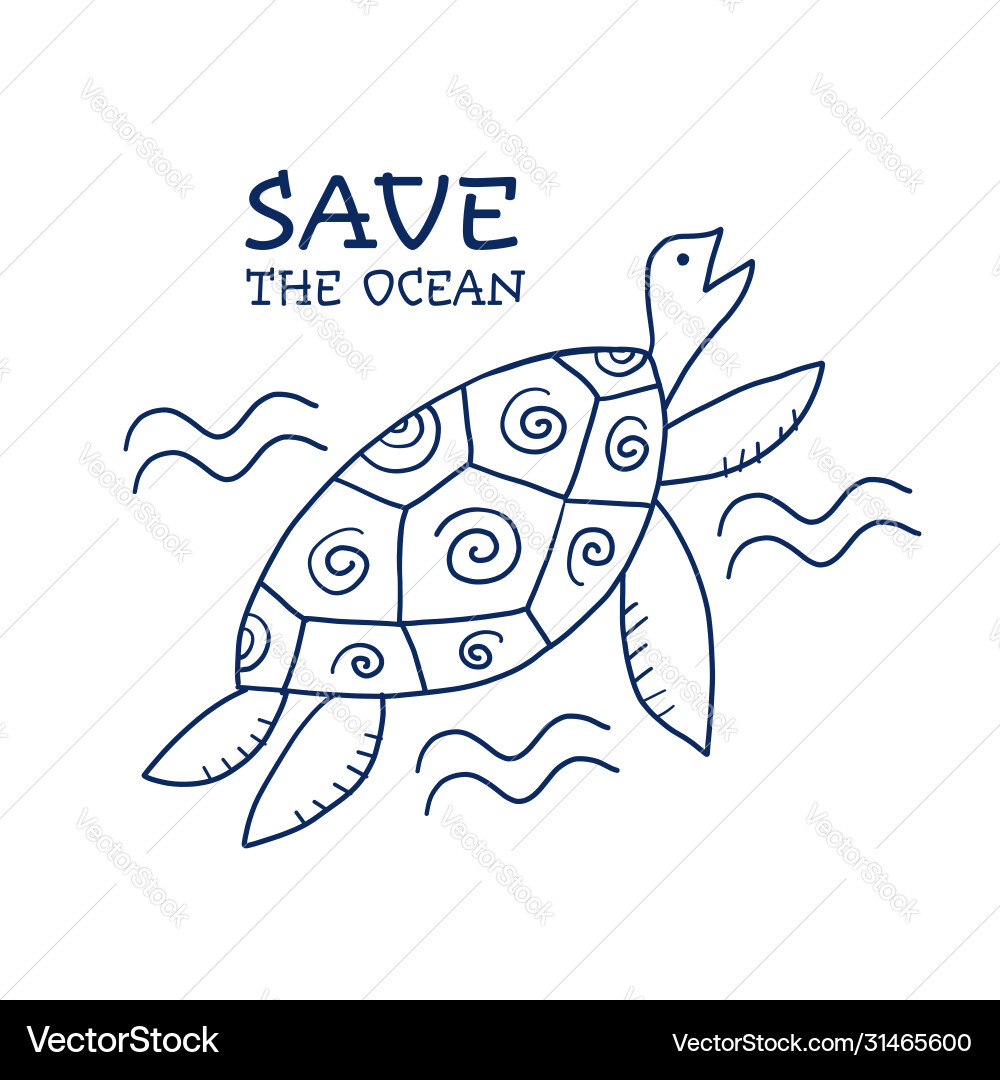 Save ocean sea turtles crying for help Royalty Free Vector