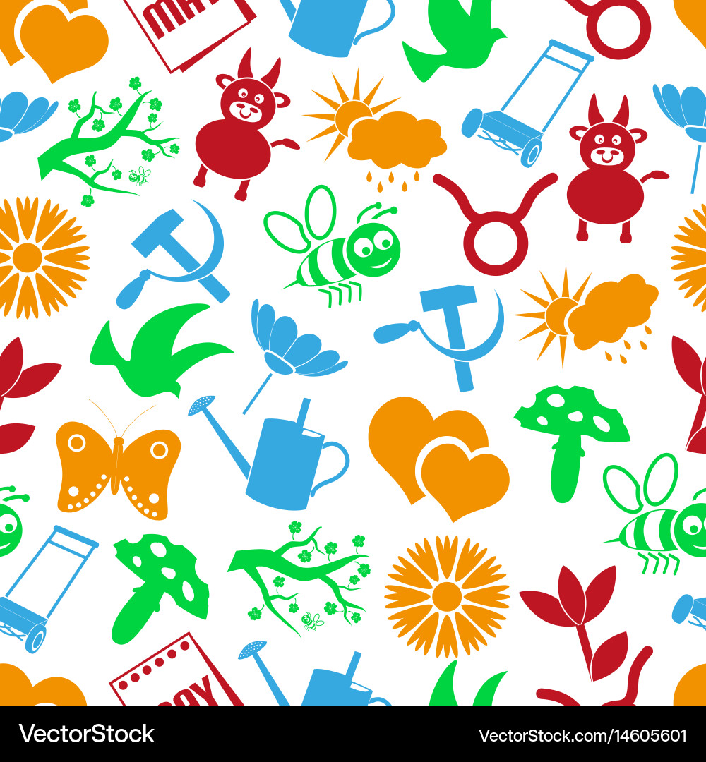 May month theme set of simple icons seamless Royalty Free Vector Image ...