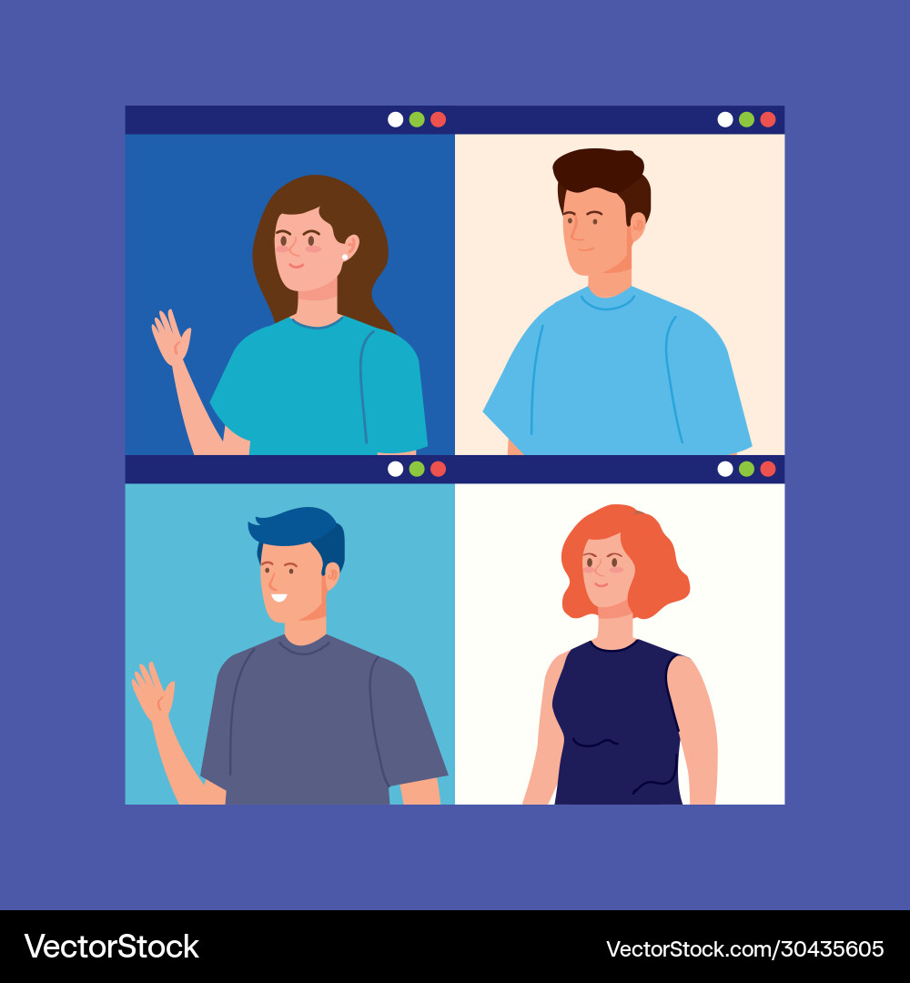 Group people in video conference Royalty Free Vector Image