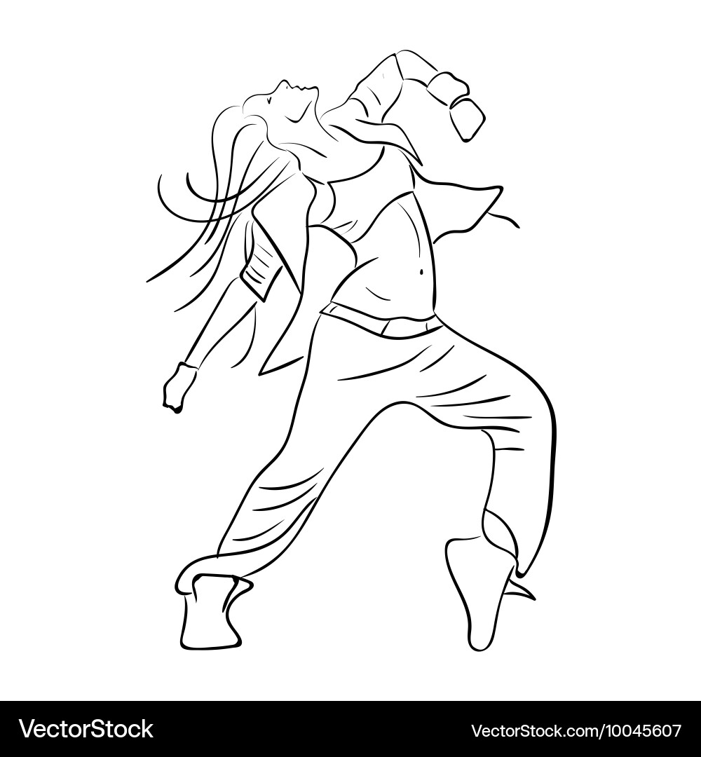 Hip-hop dancer contour sketch Royalty Free Vector Image