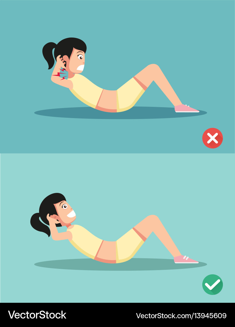 Wrong and right sit-up posture Royalty Free Vector Image