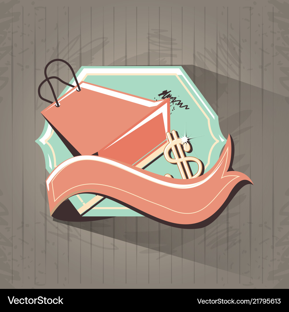 Shopping bag retro style label Royalty Free Vector Image
