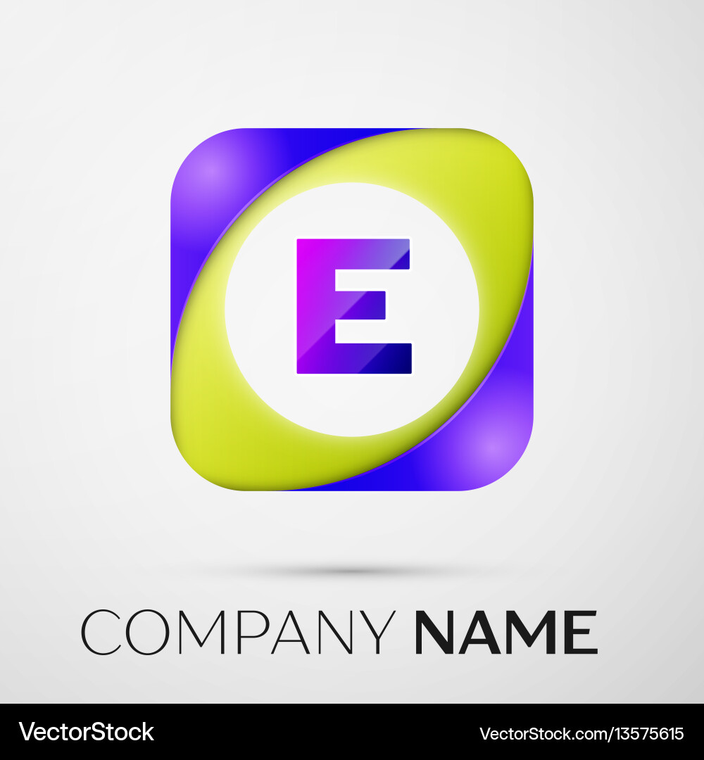 Letter e logo symbol in the colorful square Vector Image