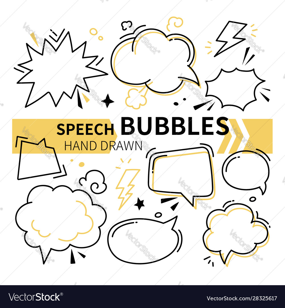 Hand drawn speech bubbles collection - set Vector Image