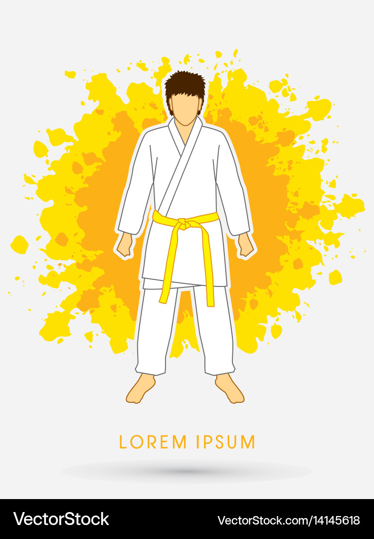 Karate suit with yellow martial arts belts Royalty Free Vector Image ...