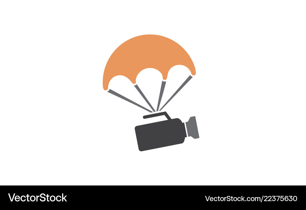 Creative camera parachute logo Royalty Free Vector Image